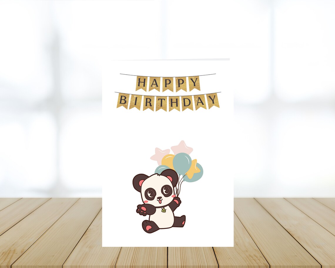 Printable Birthday Card Cute Panda Birthday Card Birthday Card Birthday ...