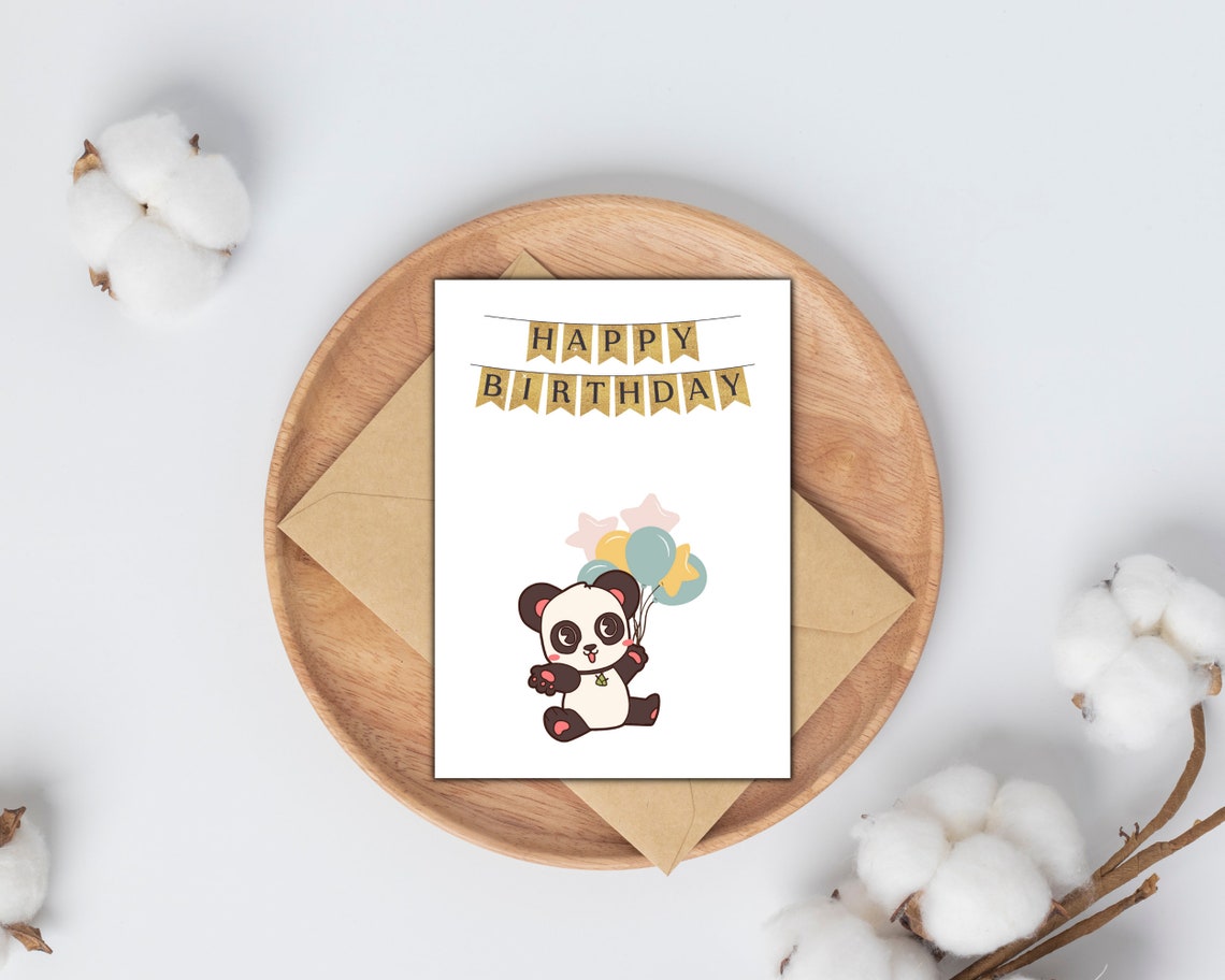 Printable Birthday Card Cute Panda Birthday Card Birthday Card Birthday ...