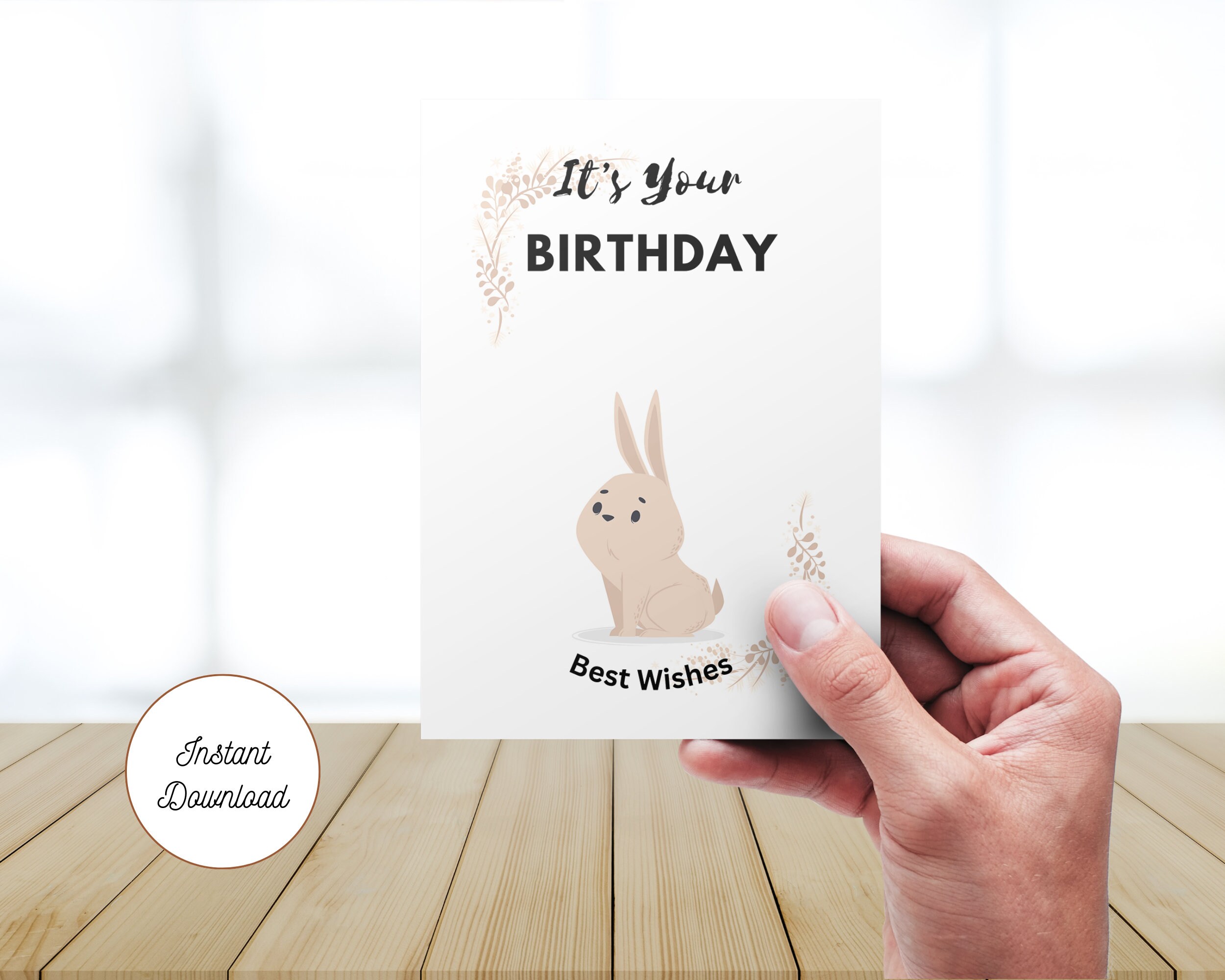 Printable Birthday Card, Cute Bunny Birthday Card, Birthday Card ...