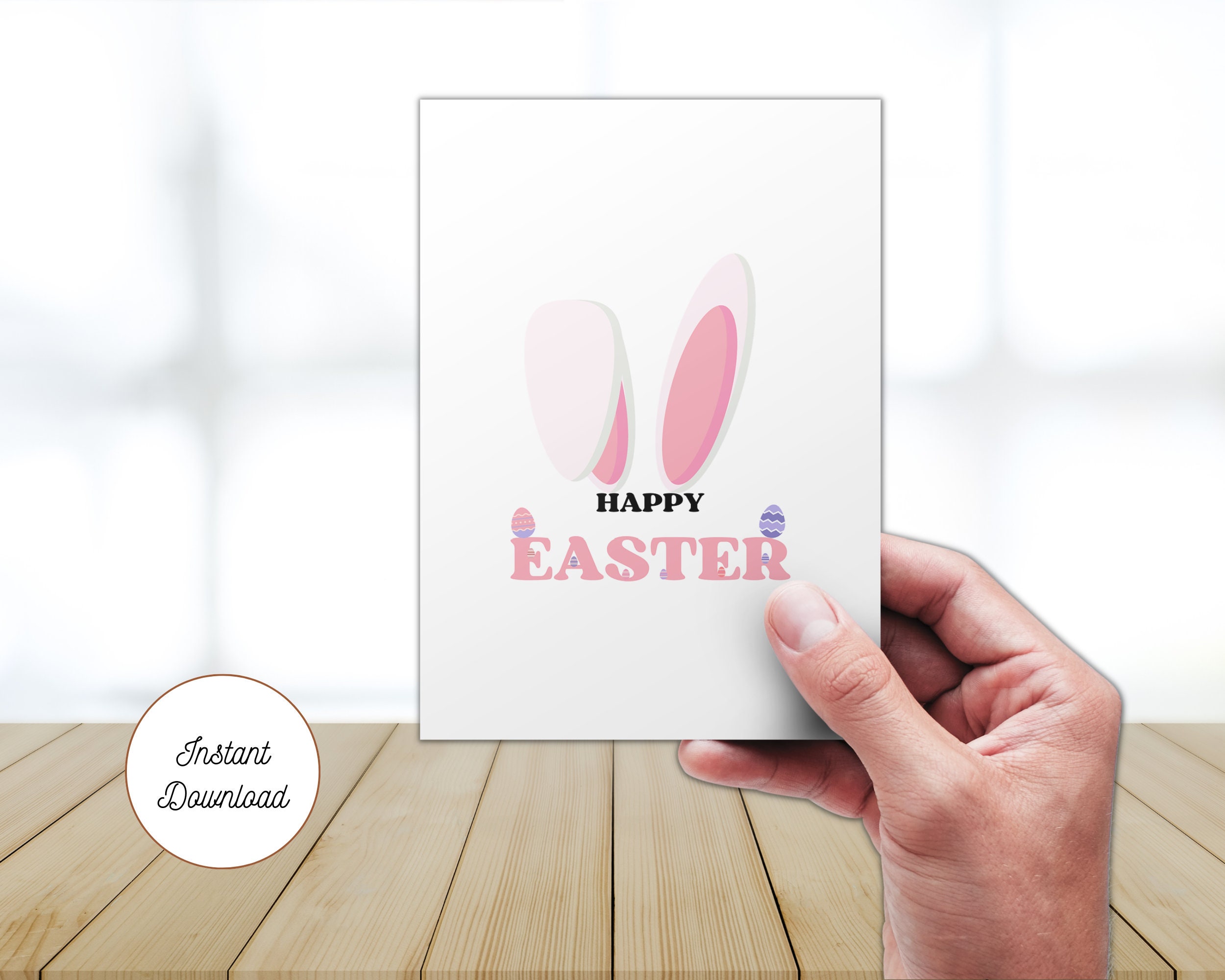 Printable Easter Bunny Card, Happy Easter Bunny Ears, Printable Bunnie ...