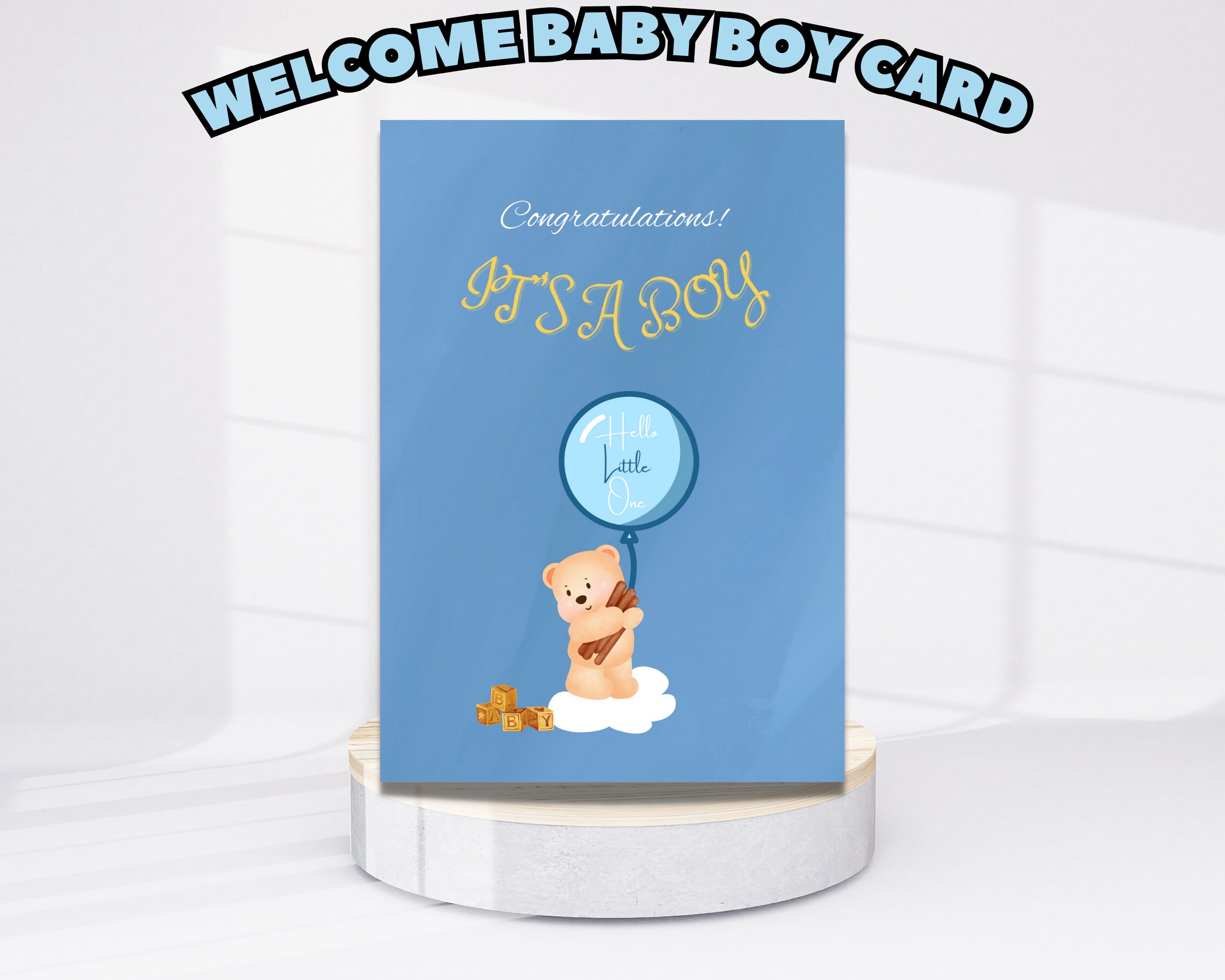 Cute Welcome Baby Boy Card Baby Blue Boy Card New Baby Boy - Etsy