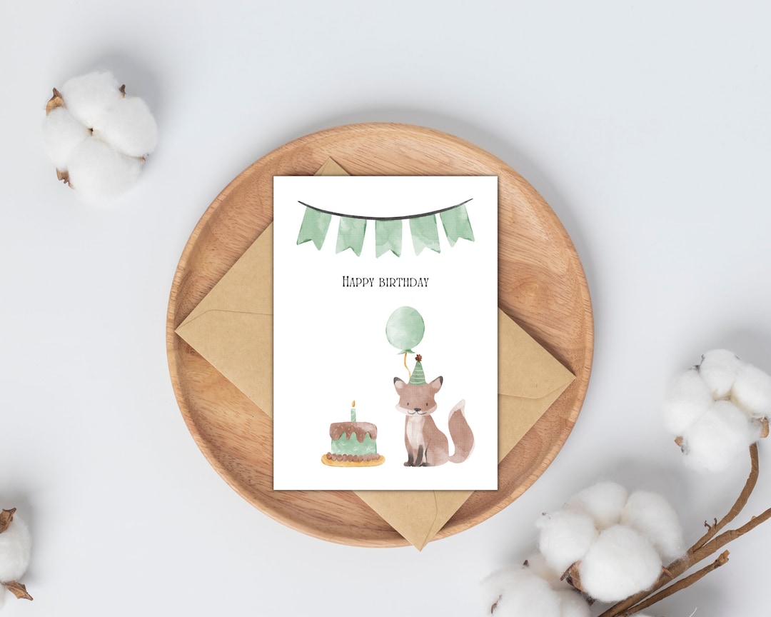 Cute Fox Birthday Card, Cute Birthday Gifts, Printable Fox Birth Day ...