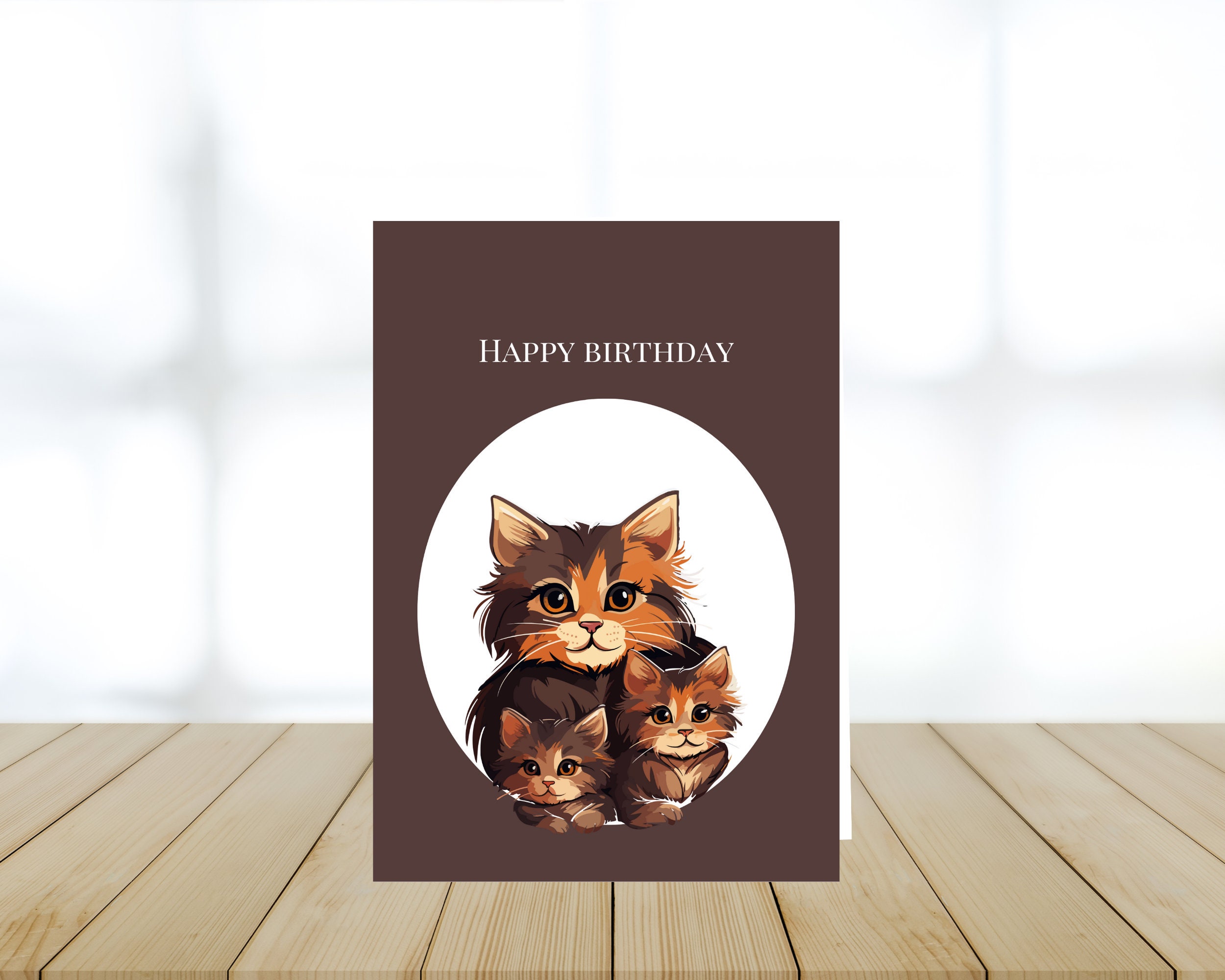 Cuteness of Cats Birthday Card, Anime Cat Birthday Card, Printable ...