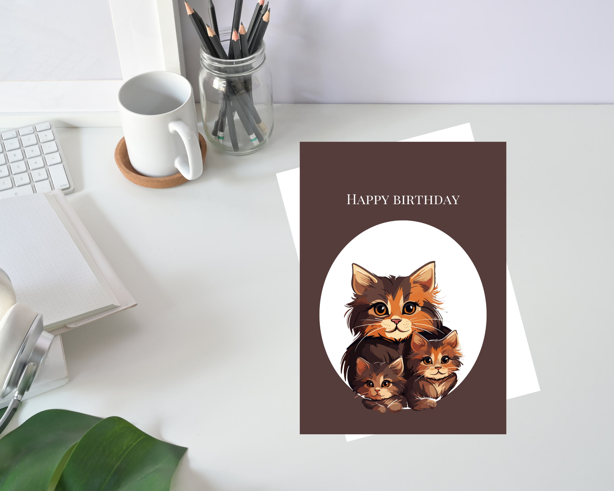 Cuteness of Cats Birthday Card, Anime Cat Birthday Card, Printable ...