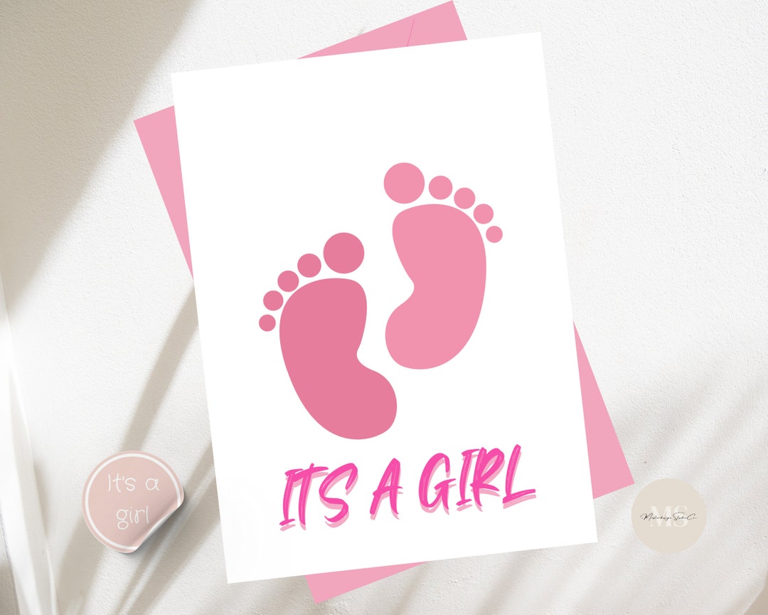 It's a Girl Cute Baby Feet Card Printable Baby Girl Card - Etsy Canada