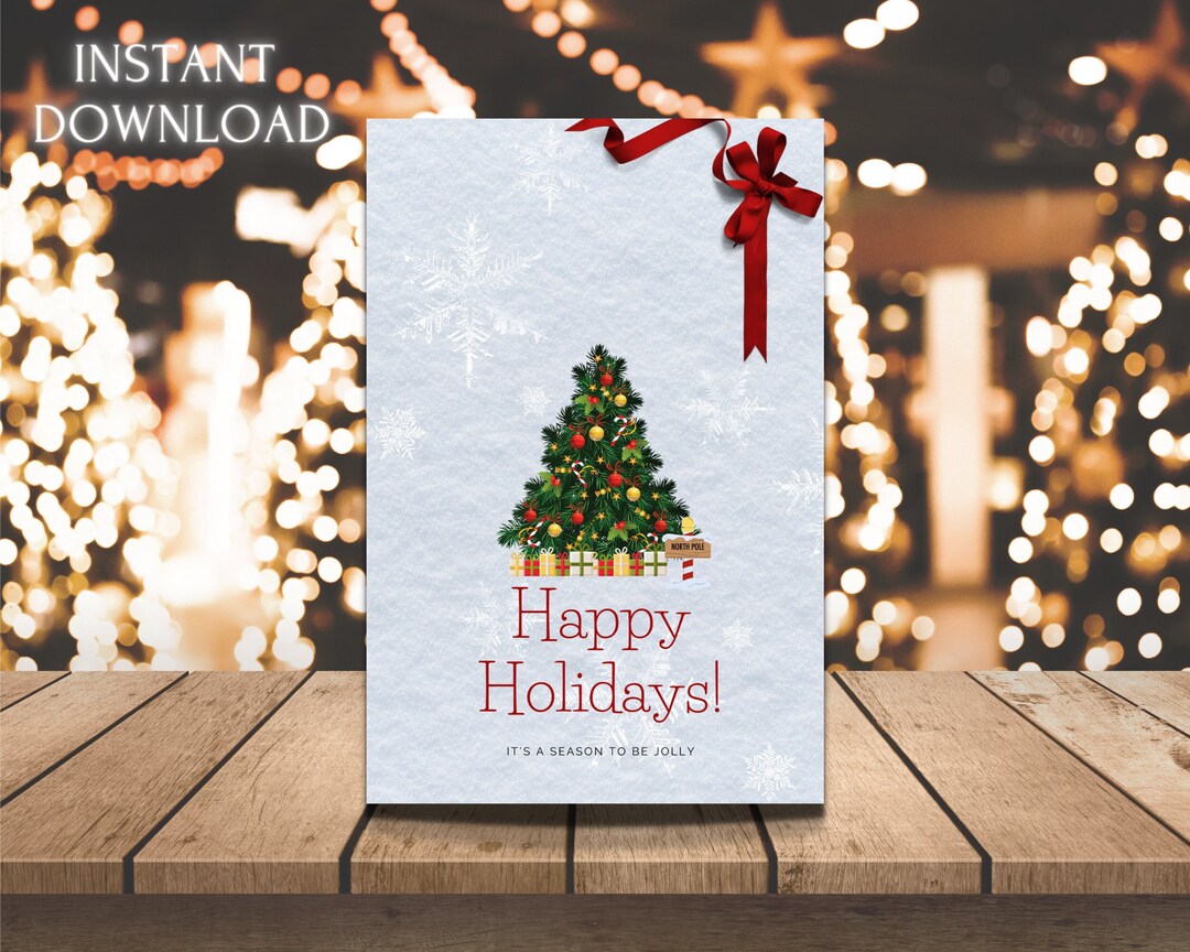 Classical Christmas Card Happy Holidays Christmas Card - Etsy
