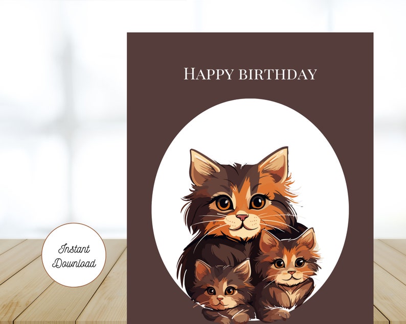 Cuteness of Cats Birthday Card, Anime Cat Birthday Card, Printable ...