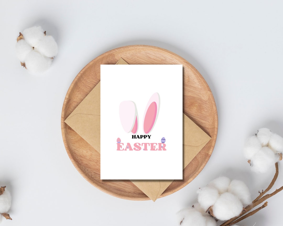 Printable Easter Bunny Card, Happy Easter Bunny Ears, Printable Bunnie, Bunny Easter Card, Kids ...
