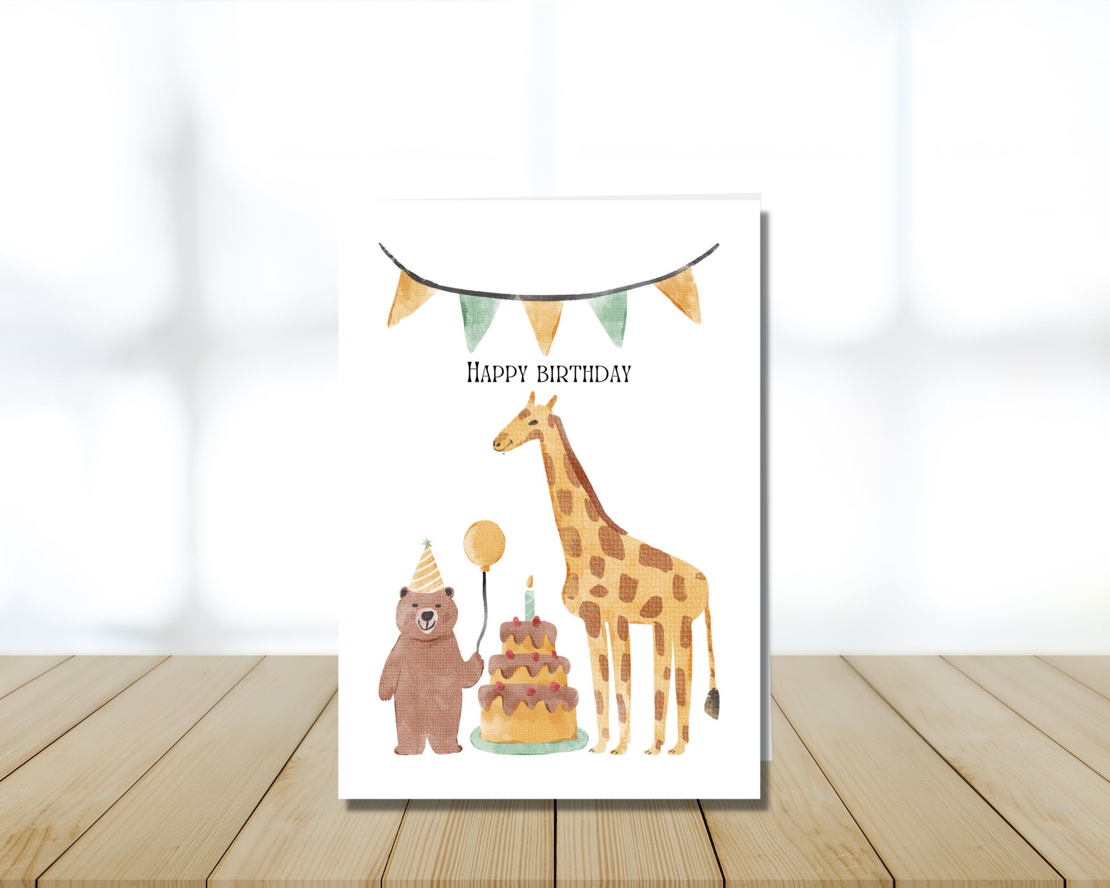 Printable Giraffe Birthday Card, Bear Birthday Card, Animated Animal ...