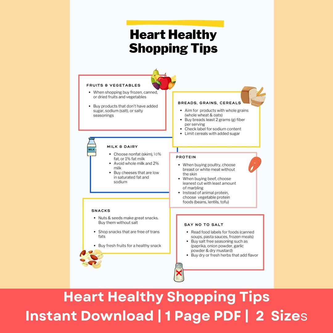 Heart Healthy Shopping Tips Handout - Etsy