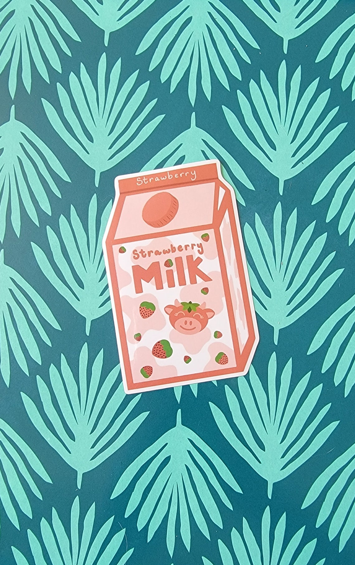 Strawberry Milk Sticker, Strawberry Cow Sticker, Waterproof Strawberry ...