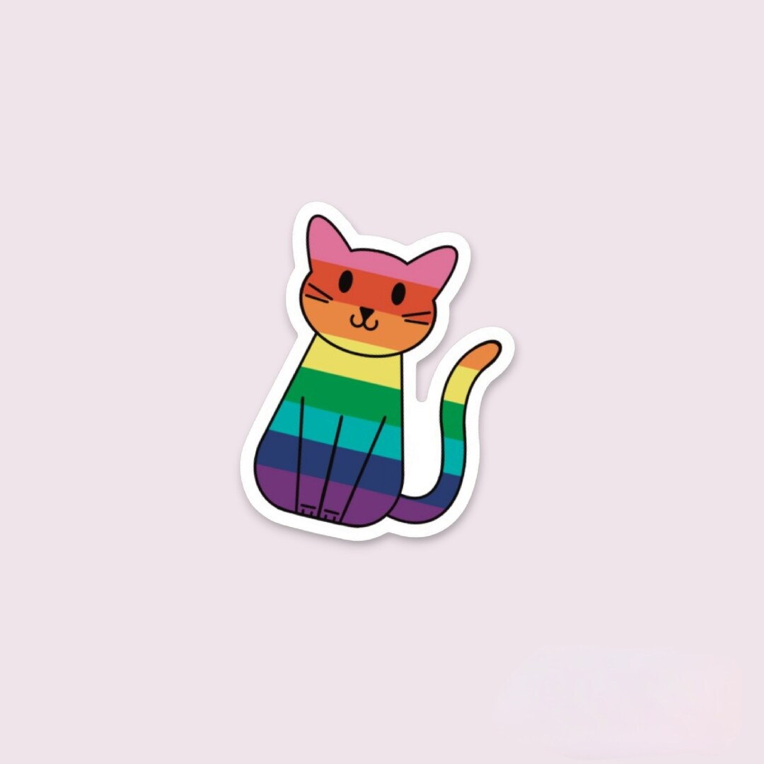 Rainbow Cat Sticker Gay Cat Sticker Cute Rainbow Pride Flag - Etsy