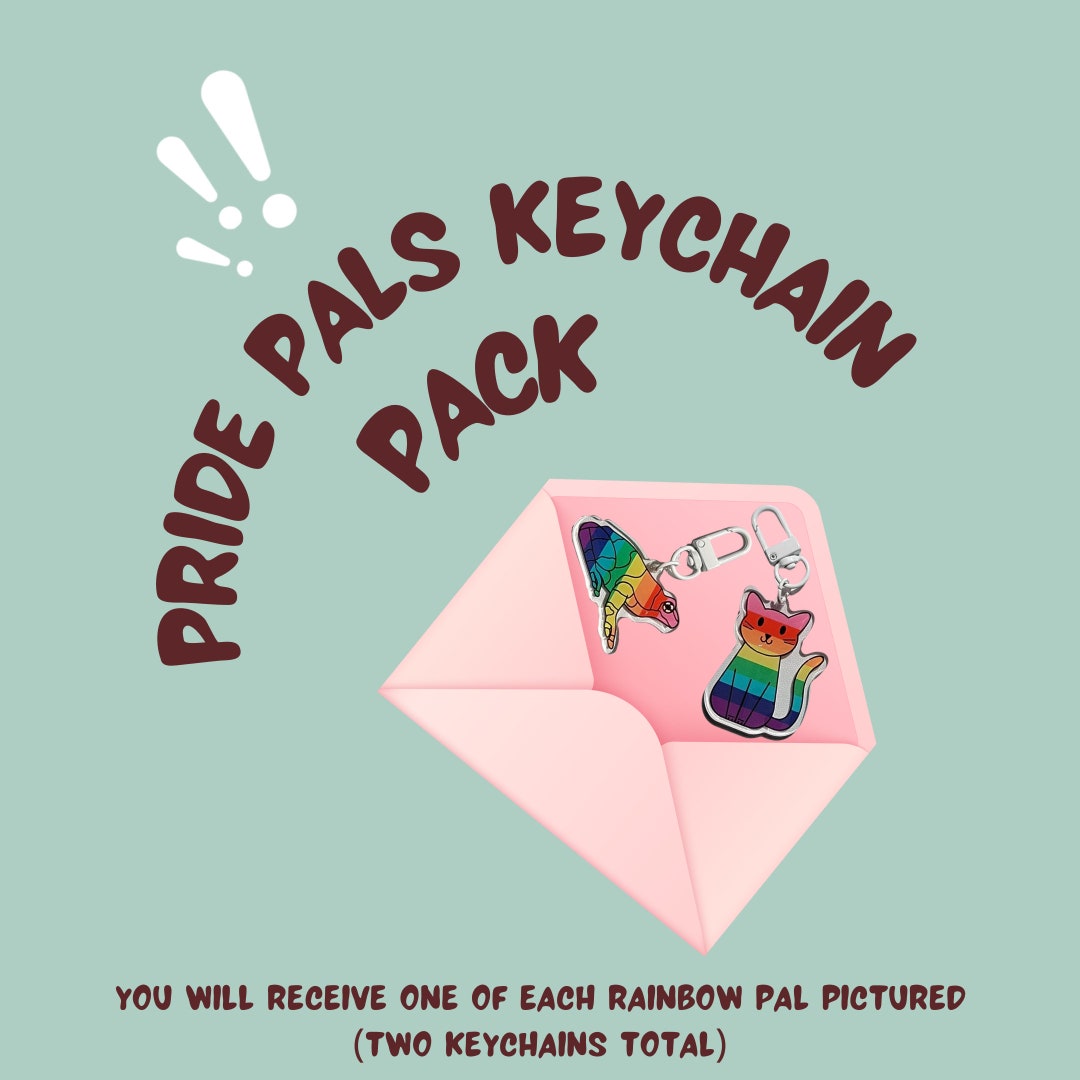 Pride Pals Keychain Pack! Rainbow Cat and Rainbow Frog Double-sided ...
