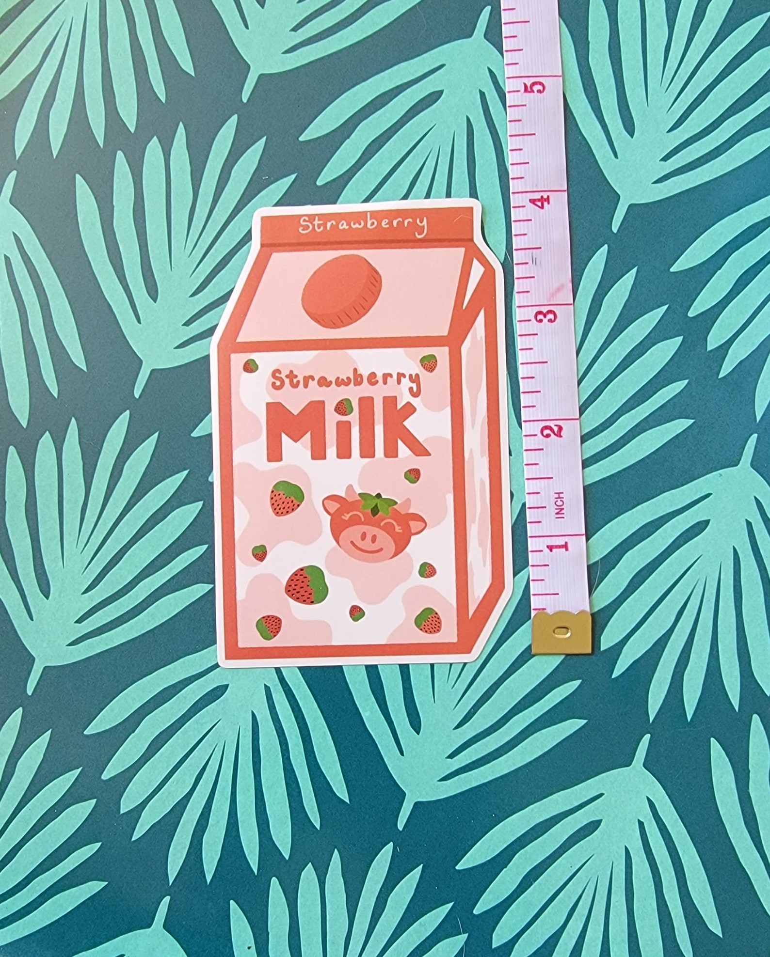Strawberry Milk Sticker, Strawberry Cow Sticker, Waterproof Strawberry ...