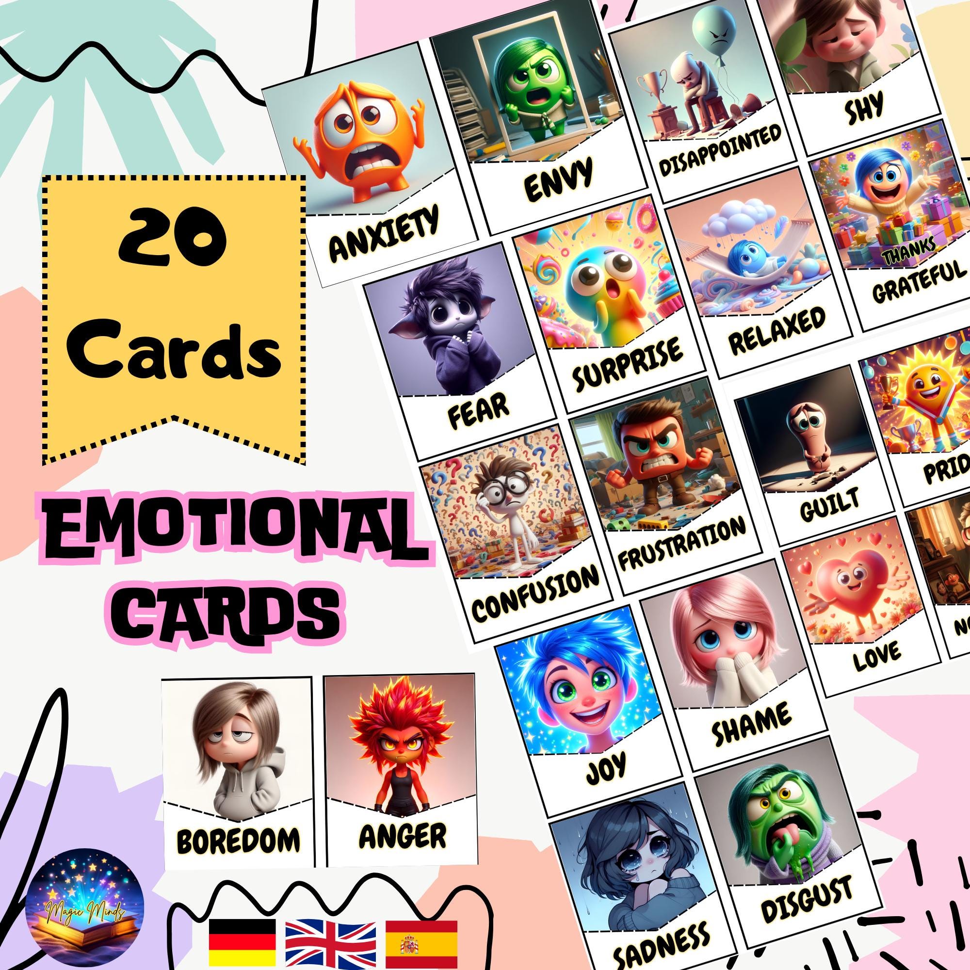 Coping Skills Therapy Flashcards for Kids, Emotional Regulation and ...