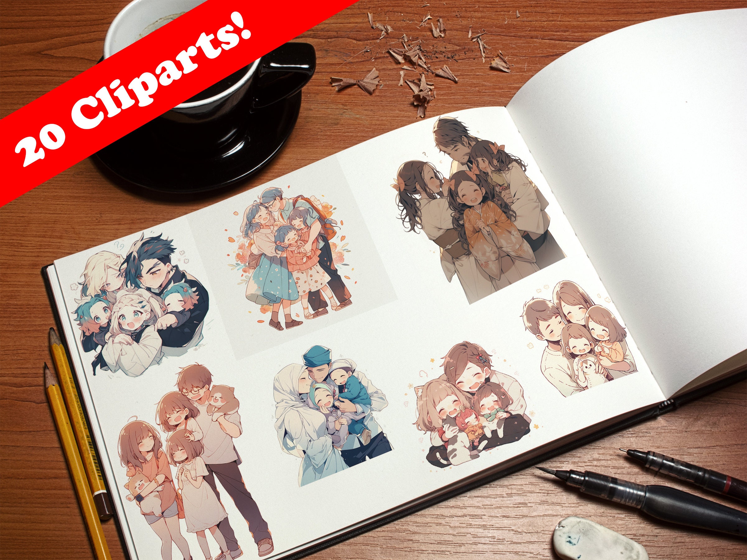 Cute Anime Family Clipart Pack - Cute Different Anime Familys - High ...