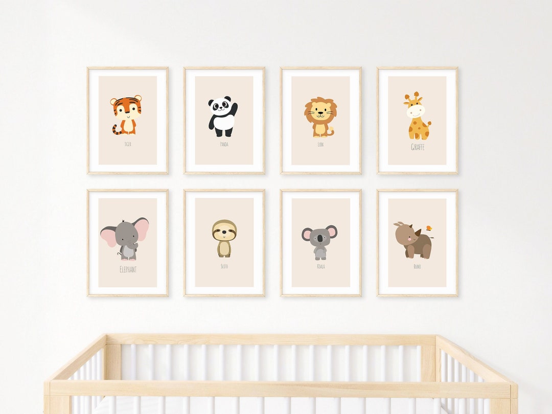 Bundle Animals Poster Safari Animal Kids Bedroom Decor Baby Boy Wall ...