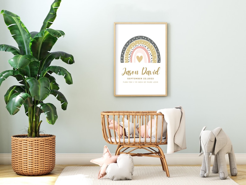 Newborn Baby Announcement Poster Lovely Minimalist Keepsake Custom ...