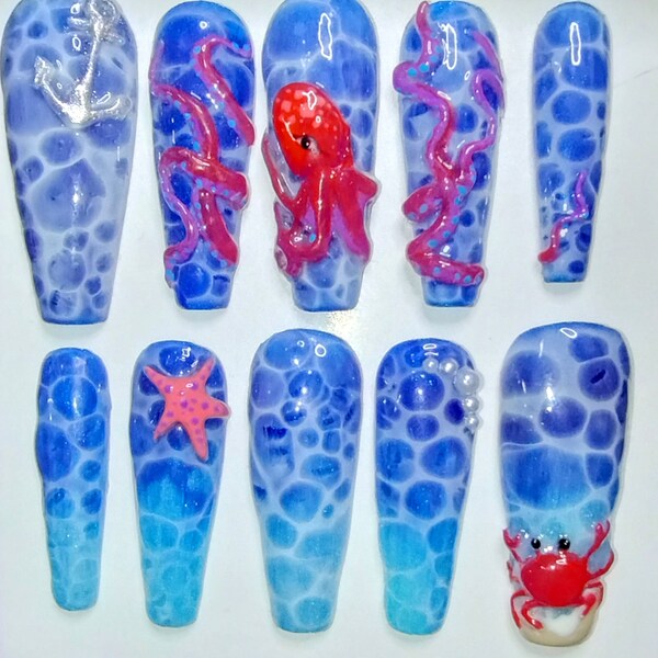 Octopus Nails - Etsy