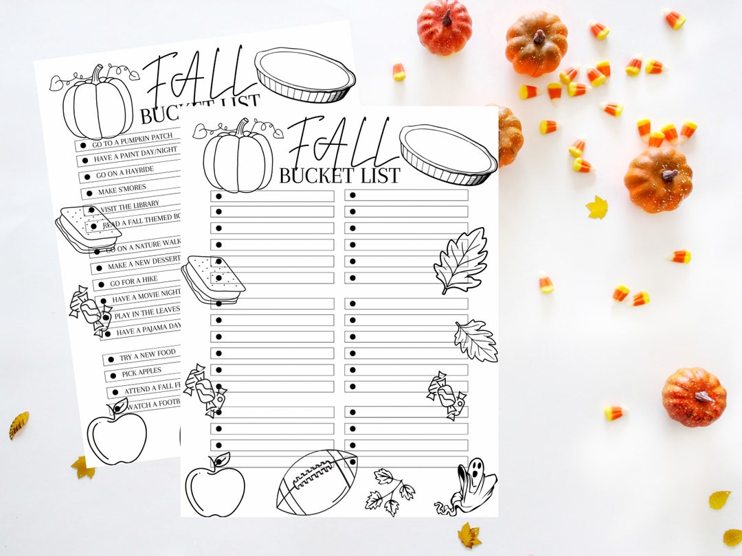 Fall Break Bucket List | Fall Break | Fall Fun - Etsy