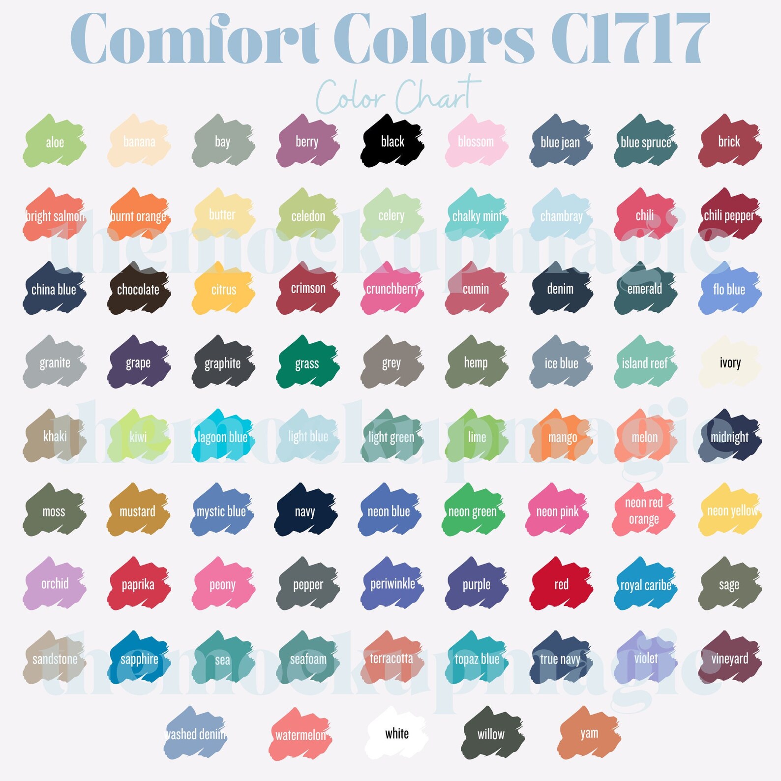 Comfort Colors Color Chart | T-shirt Colors | C1717 Color Chart | T ...