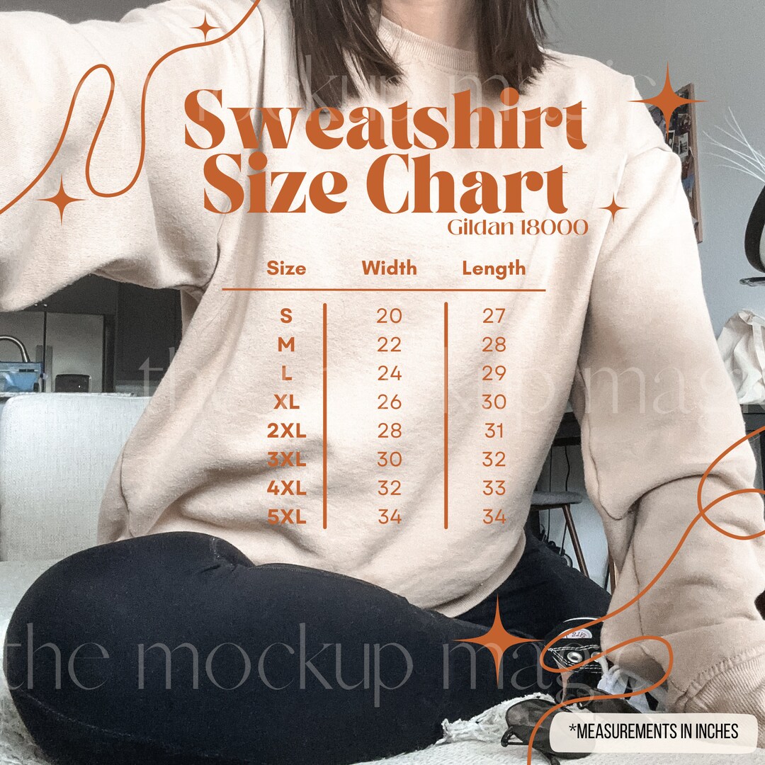 Gildan 18000 Crewneck Size Chart, Gildan Oversized Pullover Hoodie ...