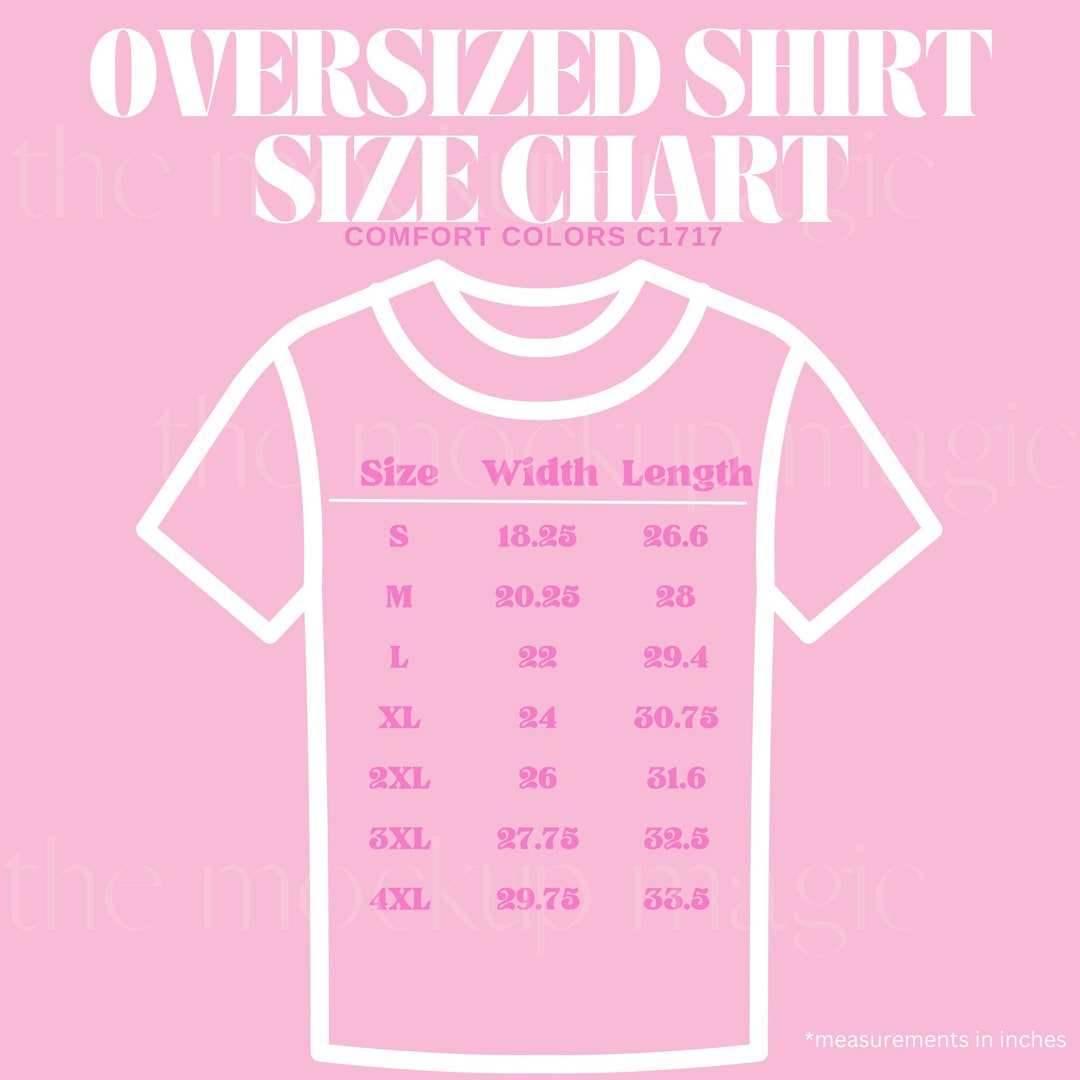 Comfort Colors 1717 Size Chart Trendy Mockup Aesthetic Mock Ups ...