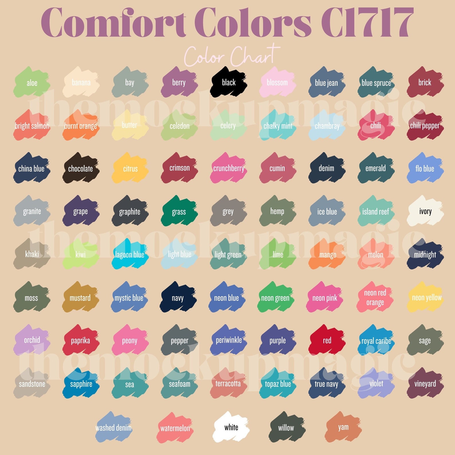 Comfort Colors Color Chart | T-shirt Colors | C1717 Color Chart | T ...