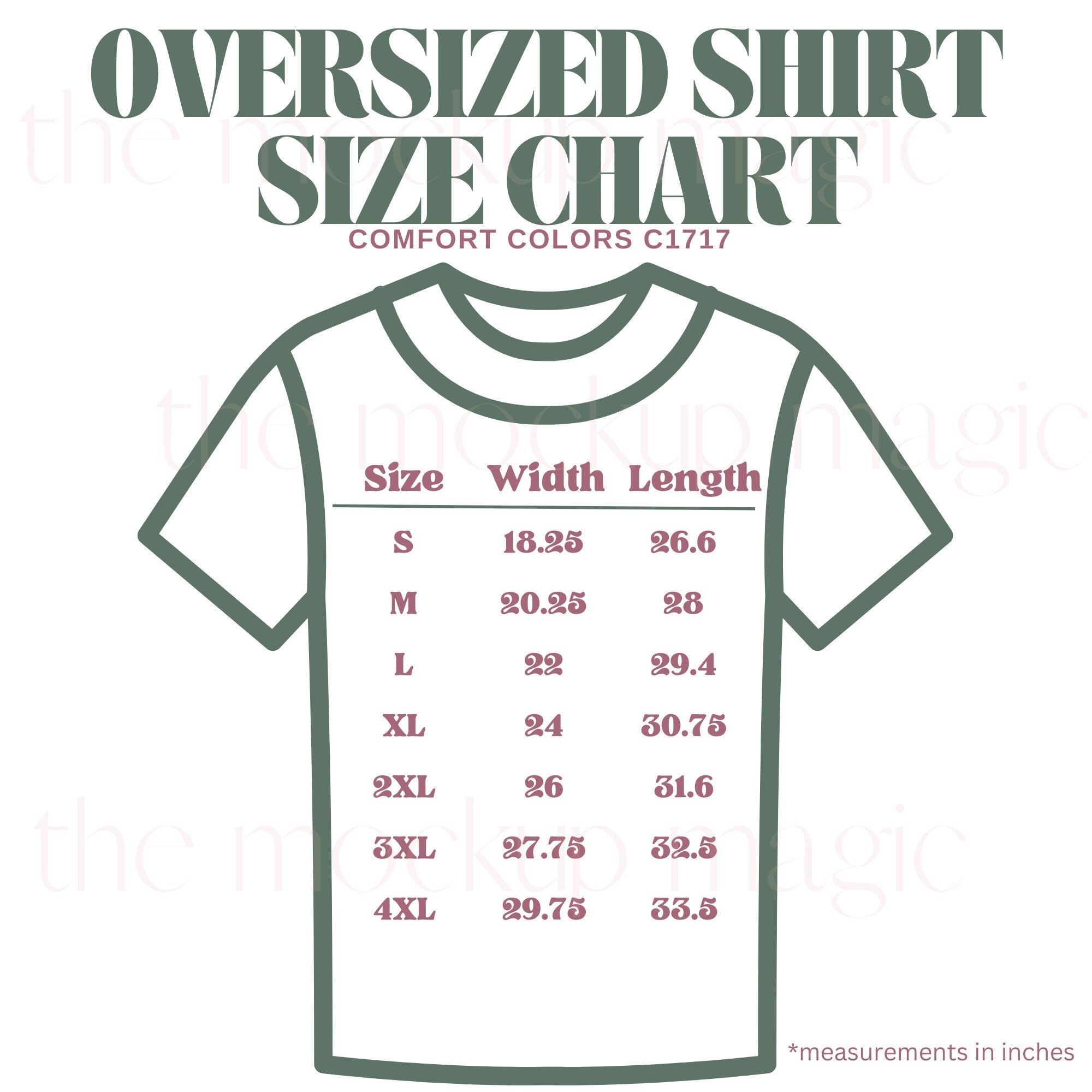 Comfort Colors 1717 Size Chart Trendy Mockup Aesthetic Mock Ups ...