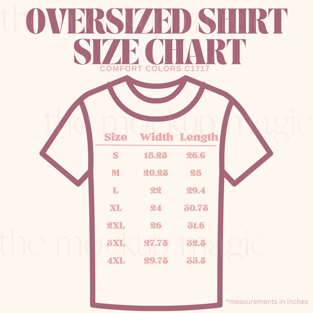 Comfort Colors 1717 Size Chart Trendy Mockup Aesthetic Mock Ups ...