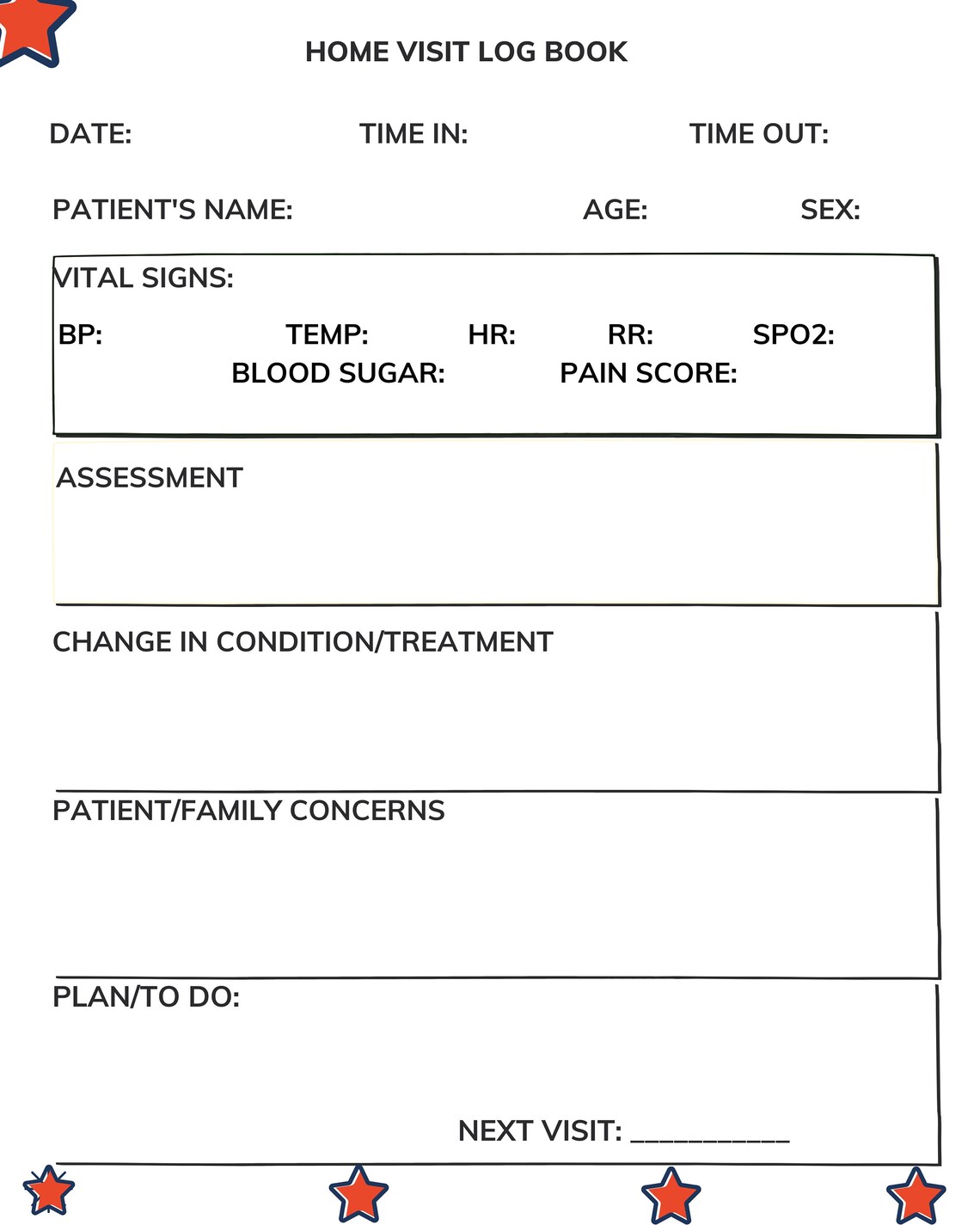 Home Health Visit Note - Etsy