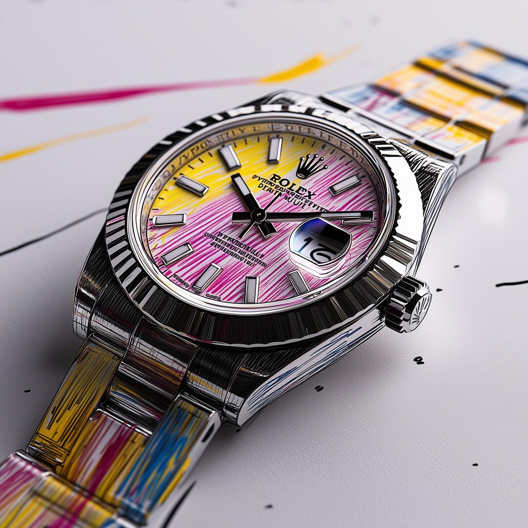 Colorful Crayon Rolex Sketch Digital Download Playful Childlike Watch ...