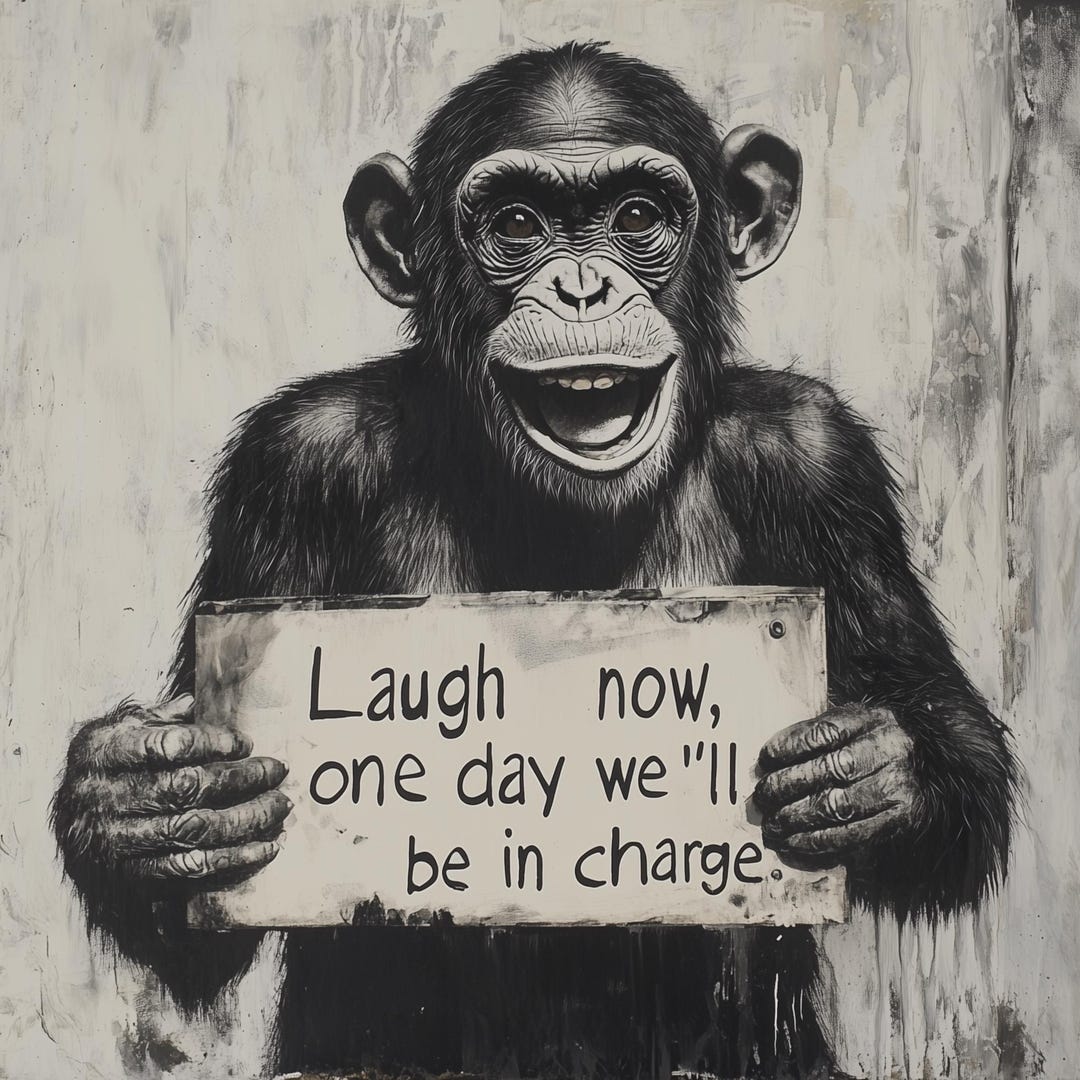 Digital Download Listing: “laugh Now Chimp” Stencil Art - Etsy