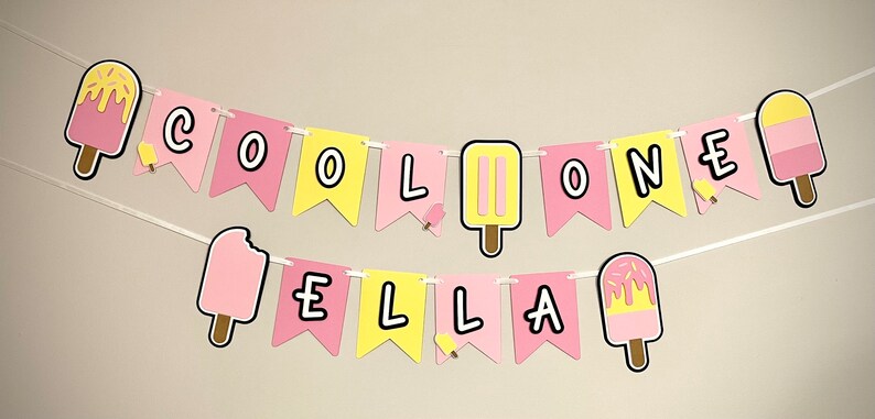 Popsicle First Birthday Banner. Cool One Popsicle Birthday Decorations ...