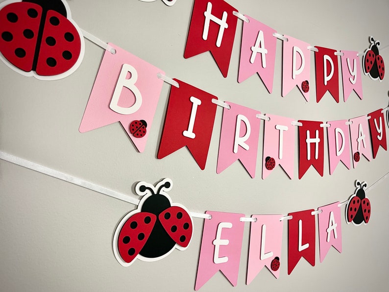 Ladybug Happy Birthday Banner Personalized. Ladybug Party Decorations ...