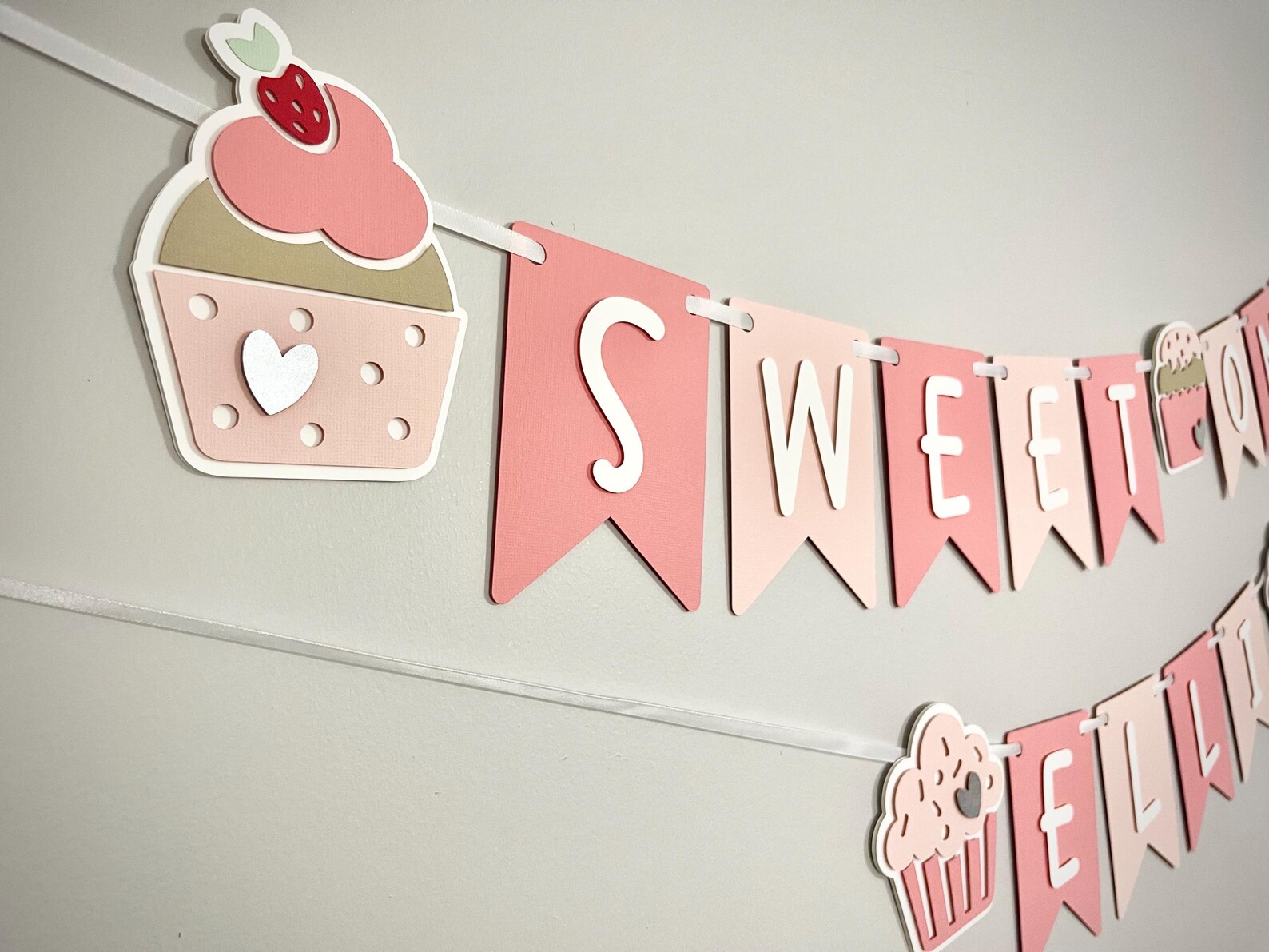 Sweet One Personalized Birthday Banner. Girls Cupcake Birthday ...