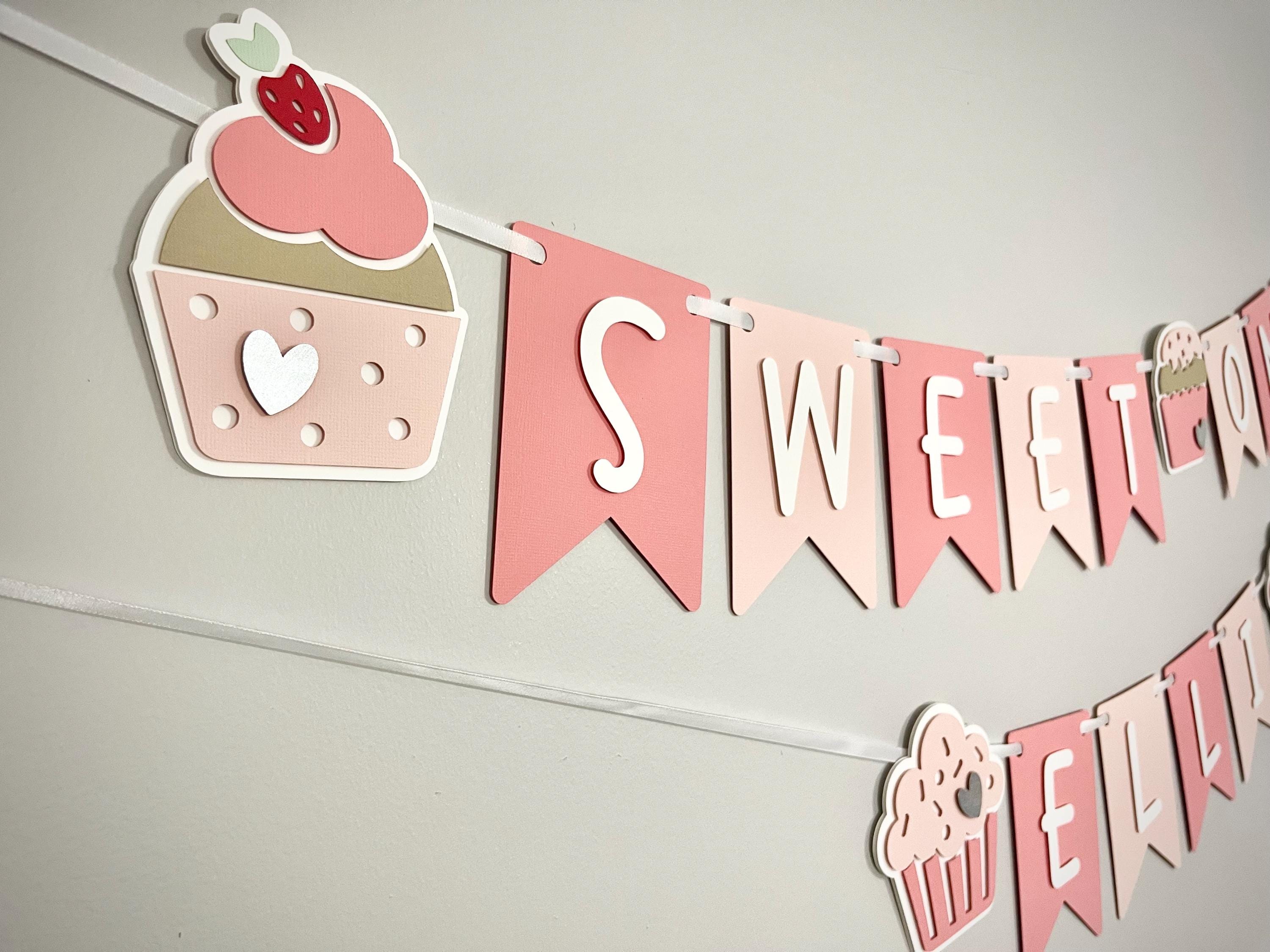 Sweet One Personalized Birthday Banner. Girls Cupcake Birthday ...