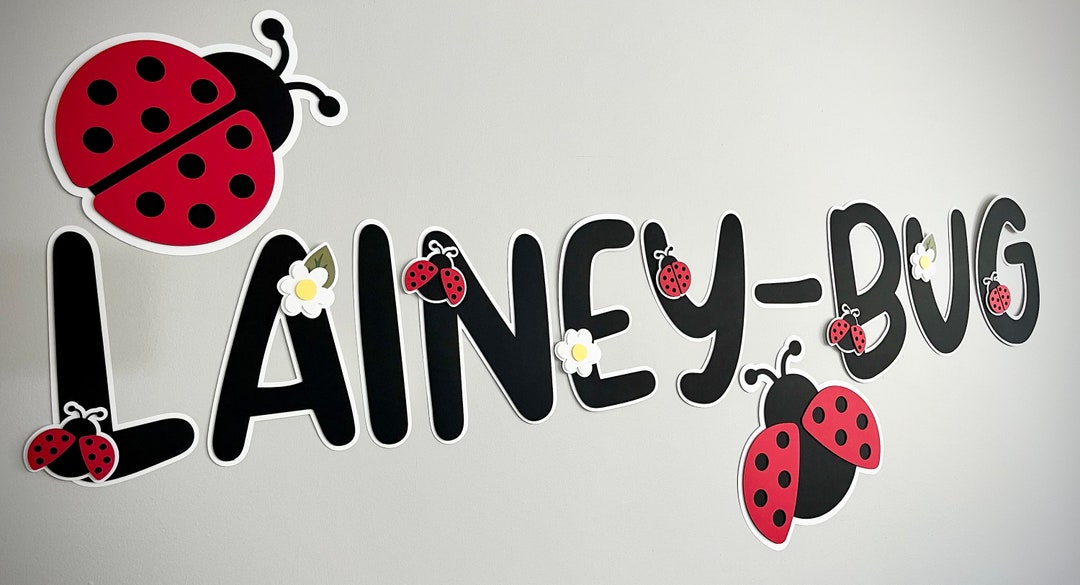 Personalized Ladybug Large Name Banner Sign for Birthday Party or ...
