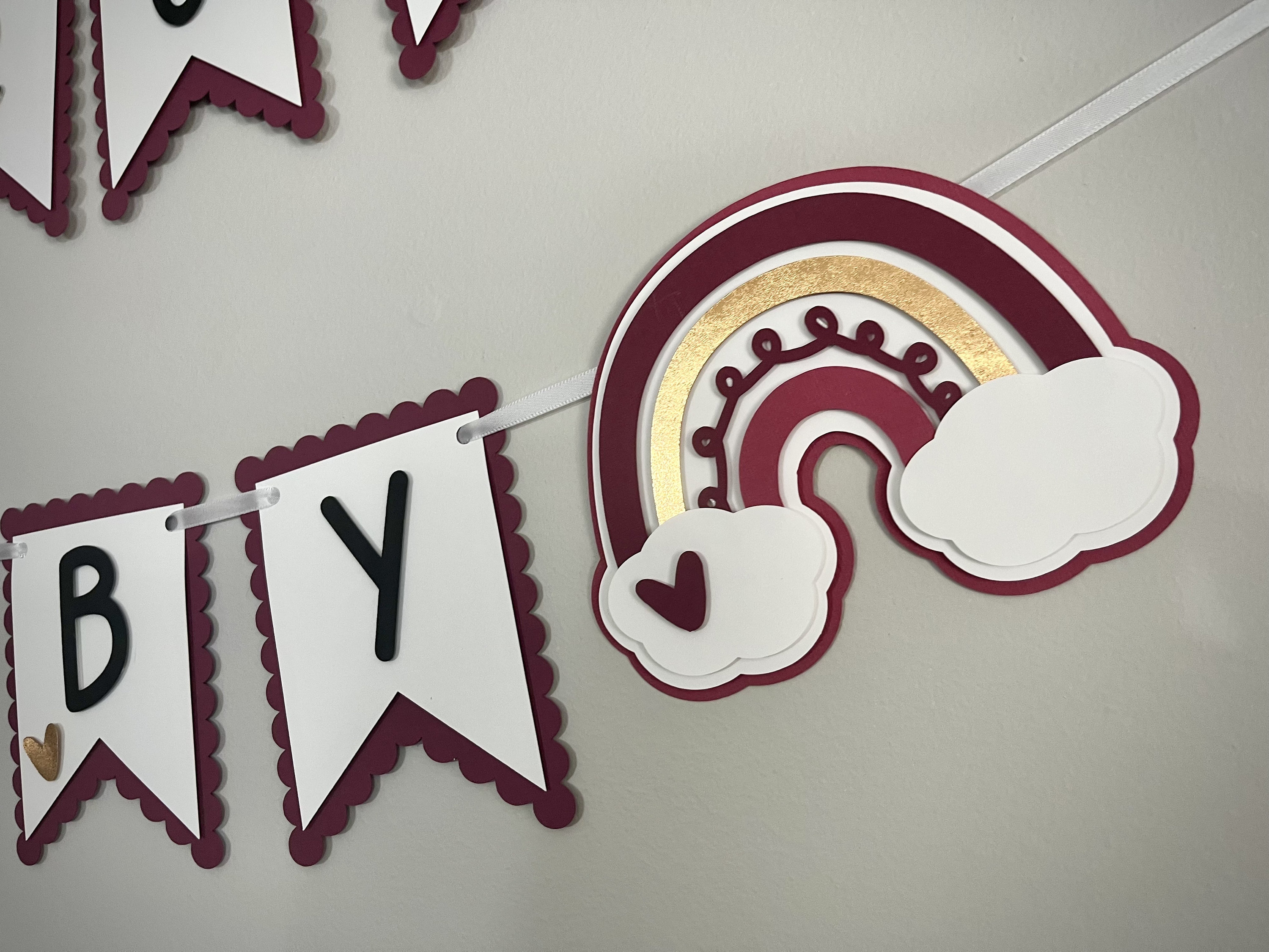 Boho Rainbow Baby Shower Banner. Welcome Baby. Pink Purple Rose Gold ...