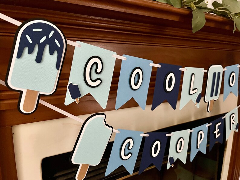 Popsicle First Birthday Banner. Cool One Popsicle Birthday Decorations ...
