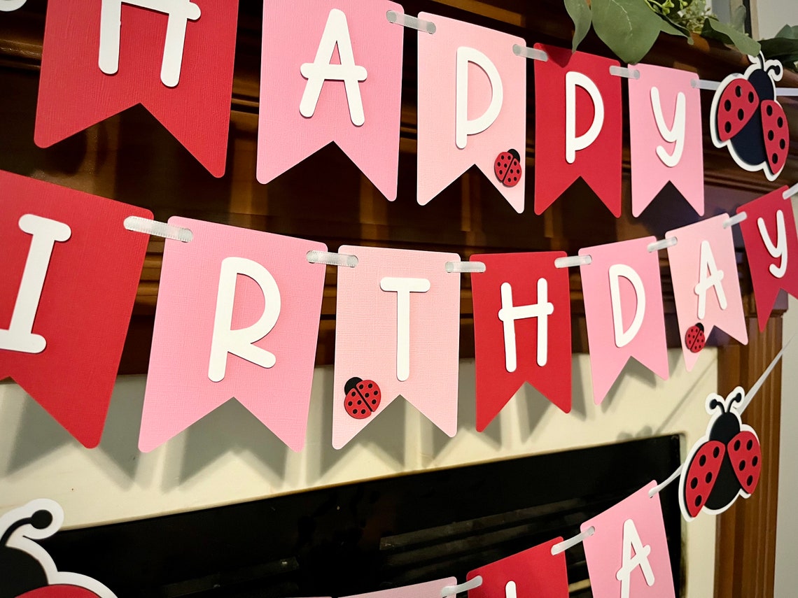 Ladybug Happy Birthday Banner Personalized. Ladybug Party Decorations ...