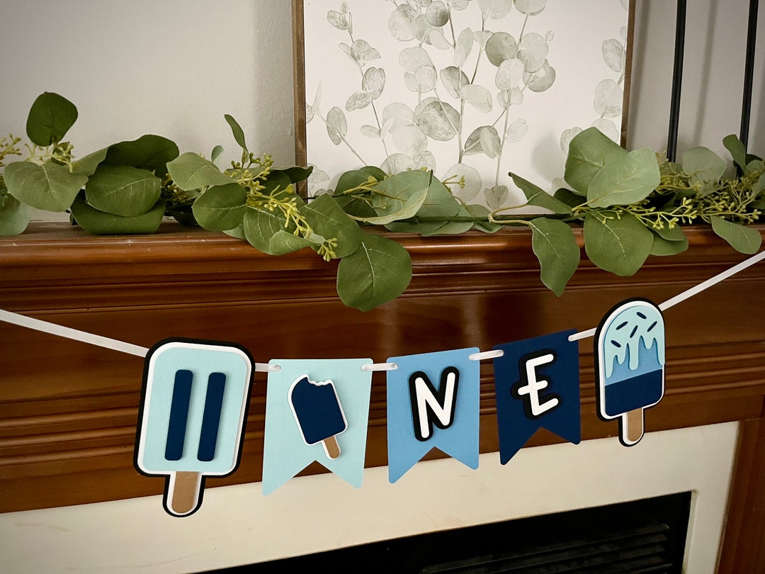 Popsicle First Birthday Highchair Banner. Cool One Popsicle Birthday ...