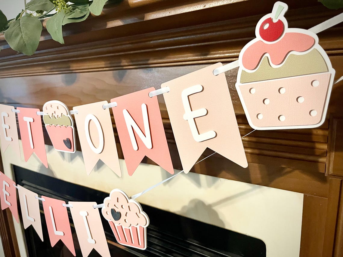 Sweet One Personalized Birthday Banner. Girls Cupcake Birthday ...