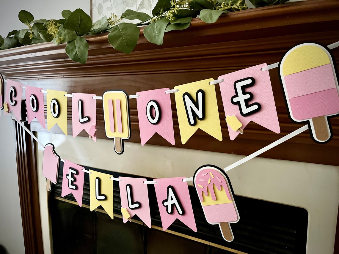 Popsicle First Birthday Banner. Cool One Popsicle Birthday Decorations ...