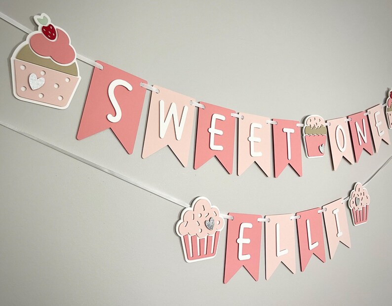 Sweet One Personalized Birthday Banner. Girls Cupcake Birthday ...