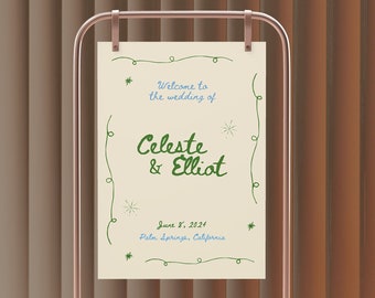 Wedding Welcome Sign Template Colorful Wedding Sign Large Wedding Sign ...