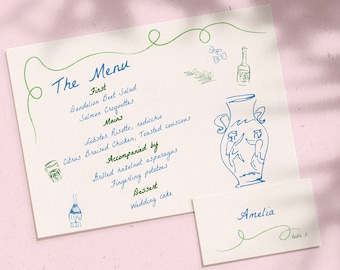 Whimsical Menu Template Wedding Menu Template Funky Menu Hand Drawn ...