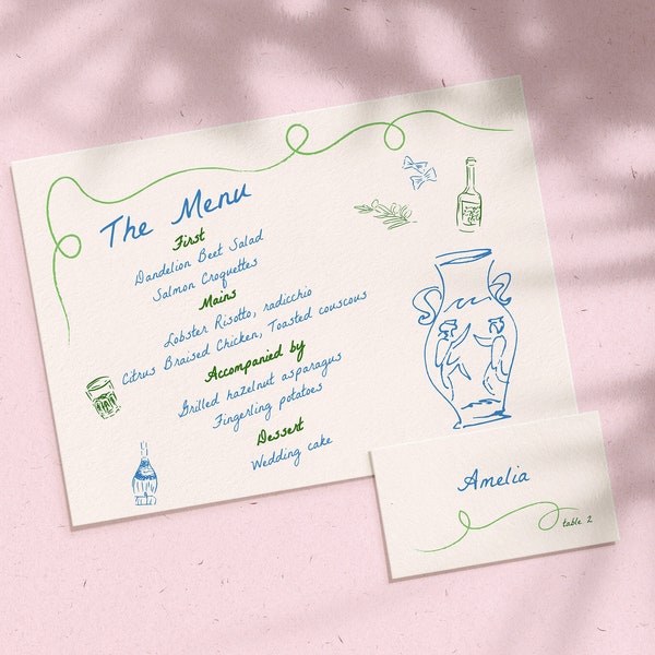 Handwritten Menu Template Wedding - Etsy