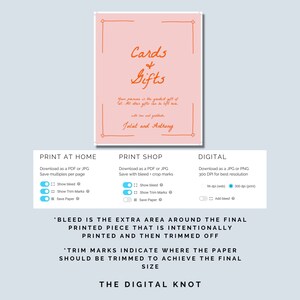 Wedding Cards and Gifts Sign Printable Gift Table Sign Colorful Wedding ...