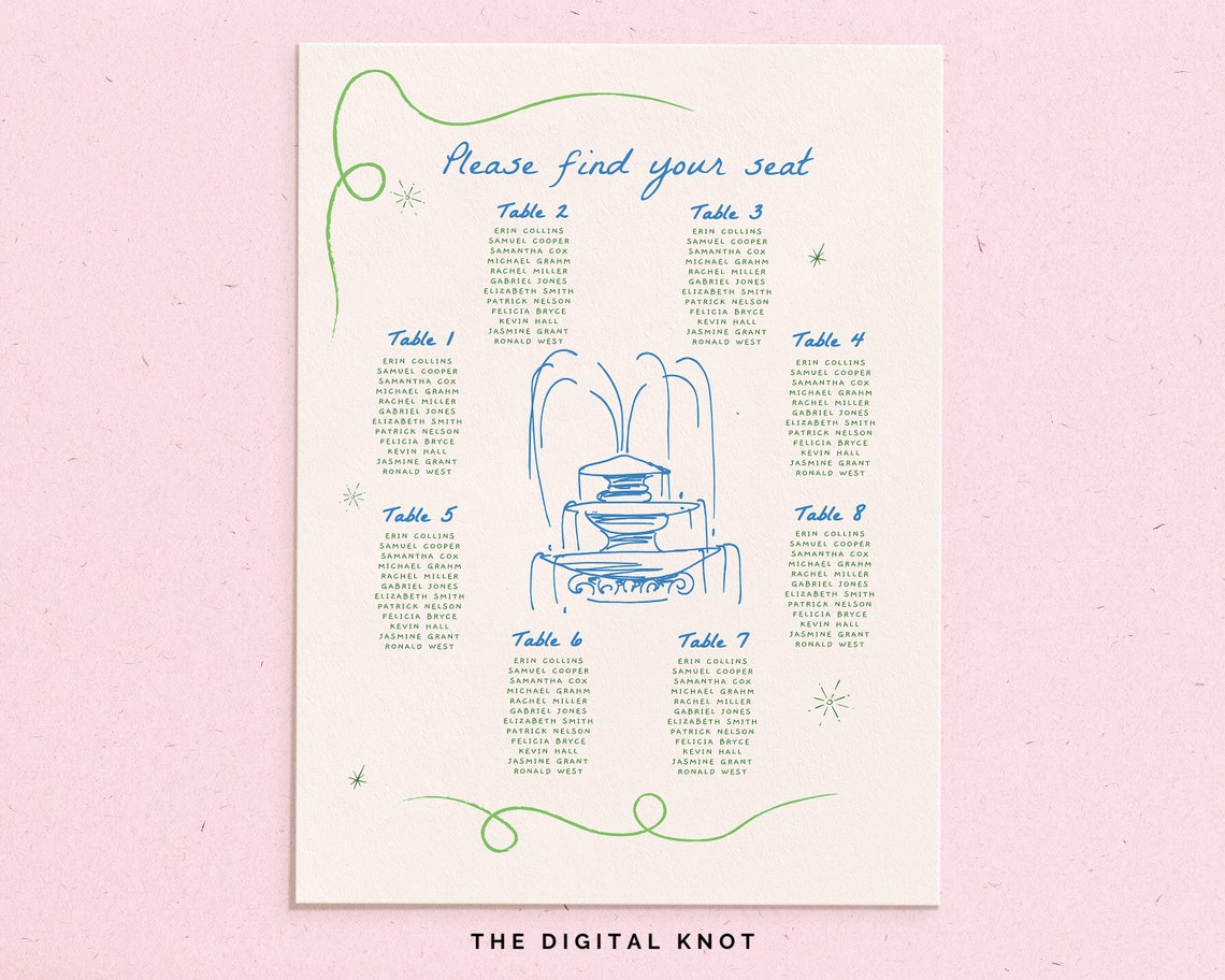 Wedding Seating Chart Template Instant Download Wedding - Etsy